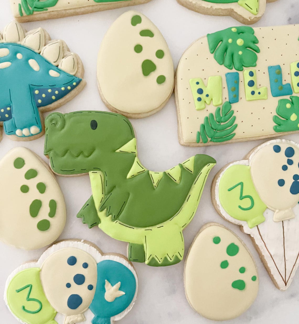 Three Rex Cookies, Dinosaur Birthday Cookies, Boy Birthday Theme, Girl ...