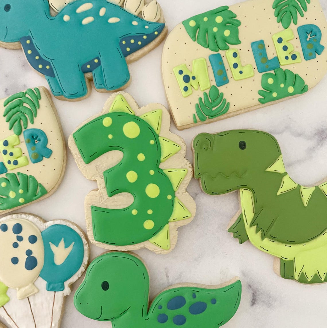 Three Rex Cookies, Dinosaur Birthday Cookies, Boy Birthday Theme, Girl ...