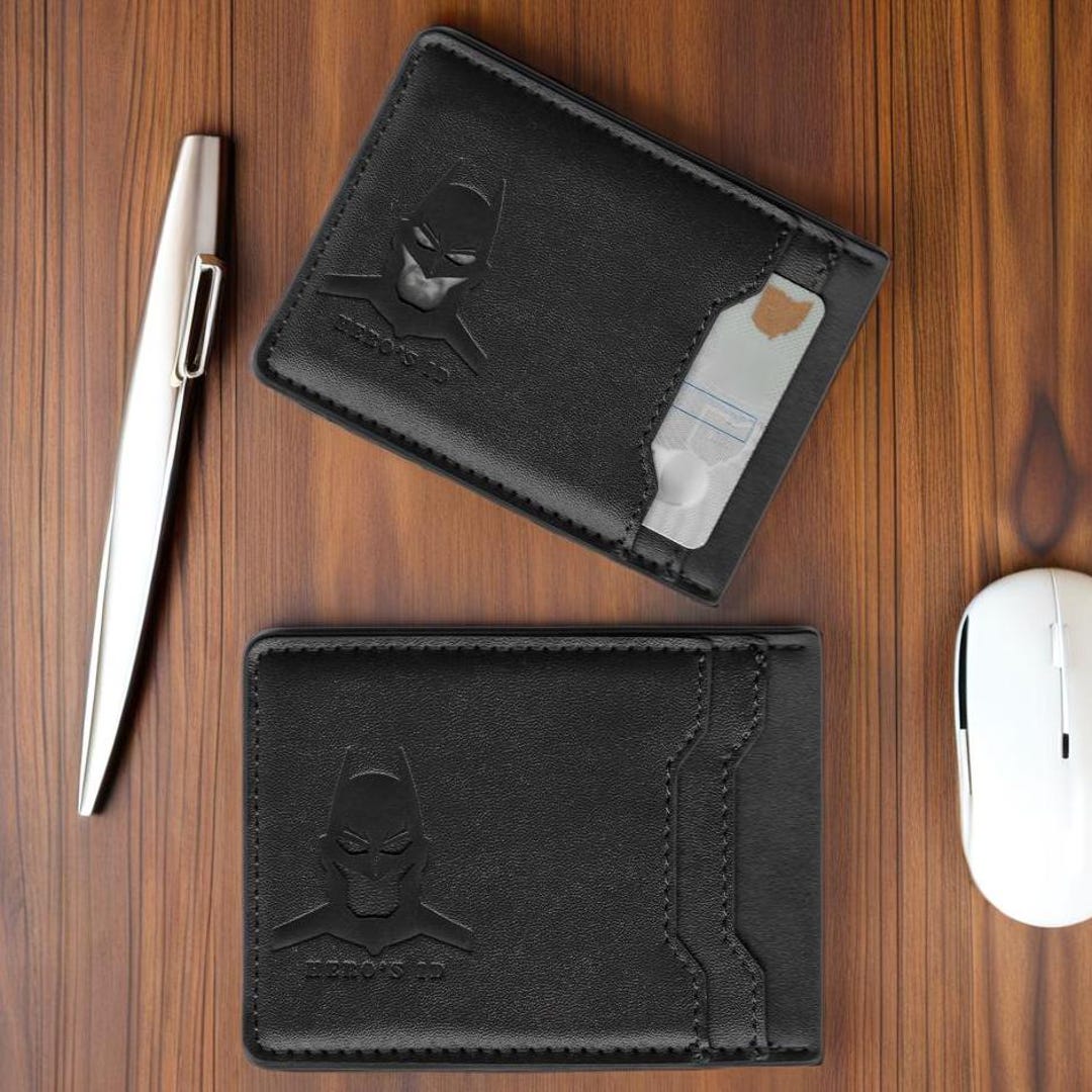 Bat ID Wallet - Leather Wallet With Super Hero Mask - Wallet for Him ...
