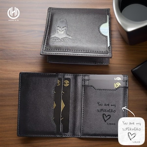 Bat ID Wallet - Leather Wallet With Super Hero Mask - Wallet for Him ...