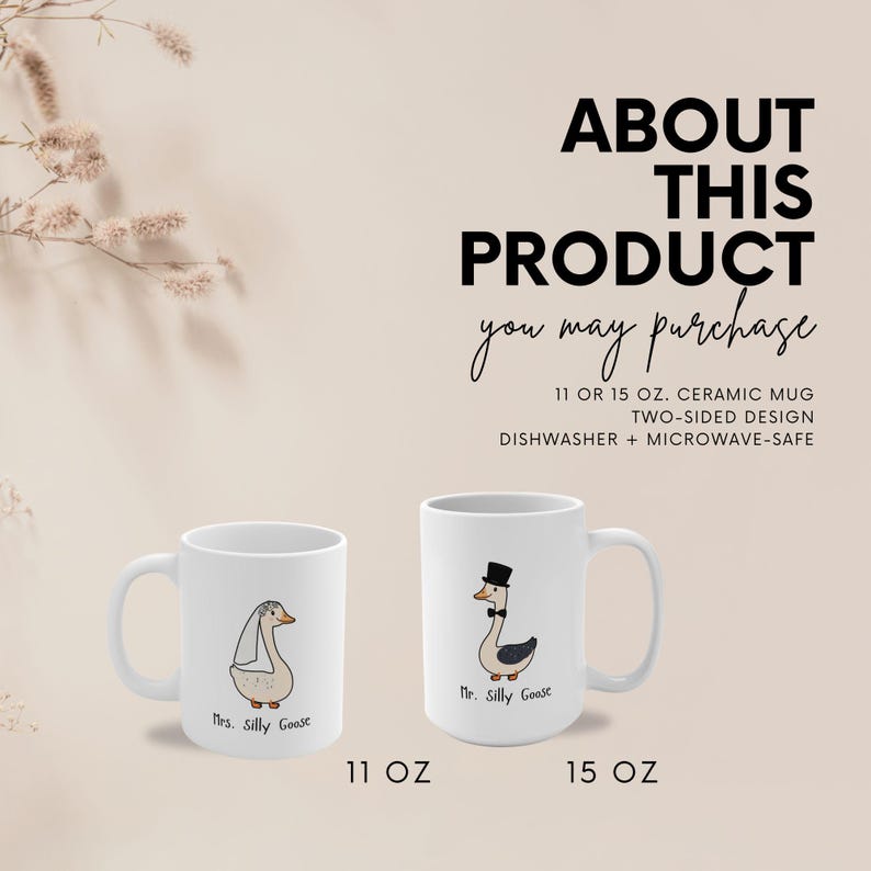 Mr and Mrs Silly Goose Mugs, Funny Wedding Gift for Couples ...