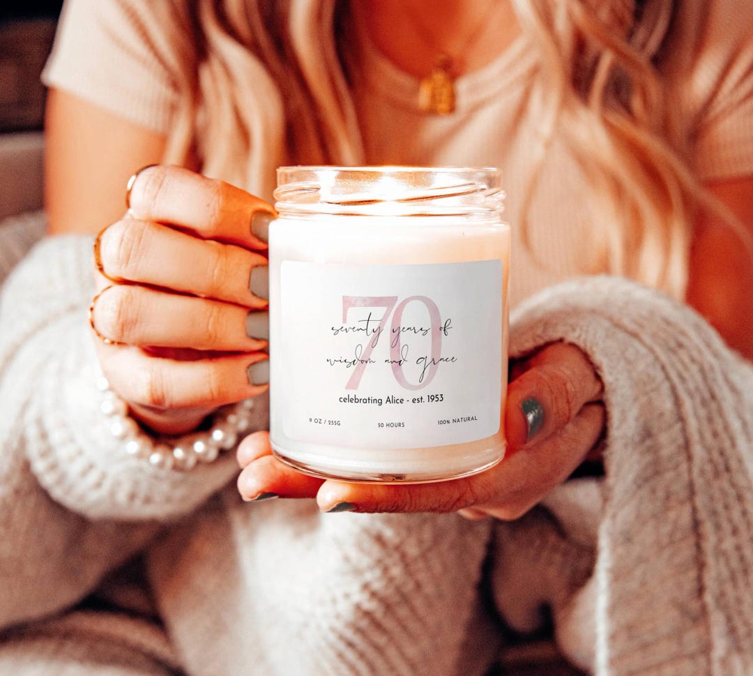70th Birthday Candle Gift for Her Personalized 70th Birthday Present ...