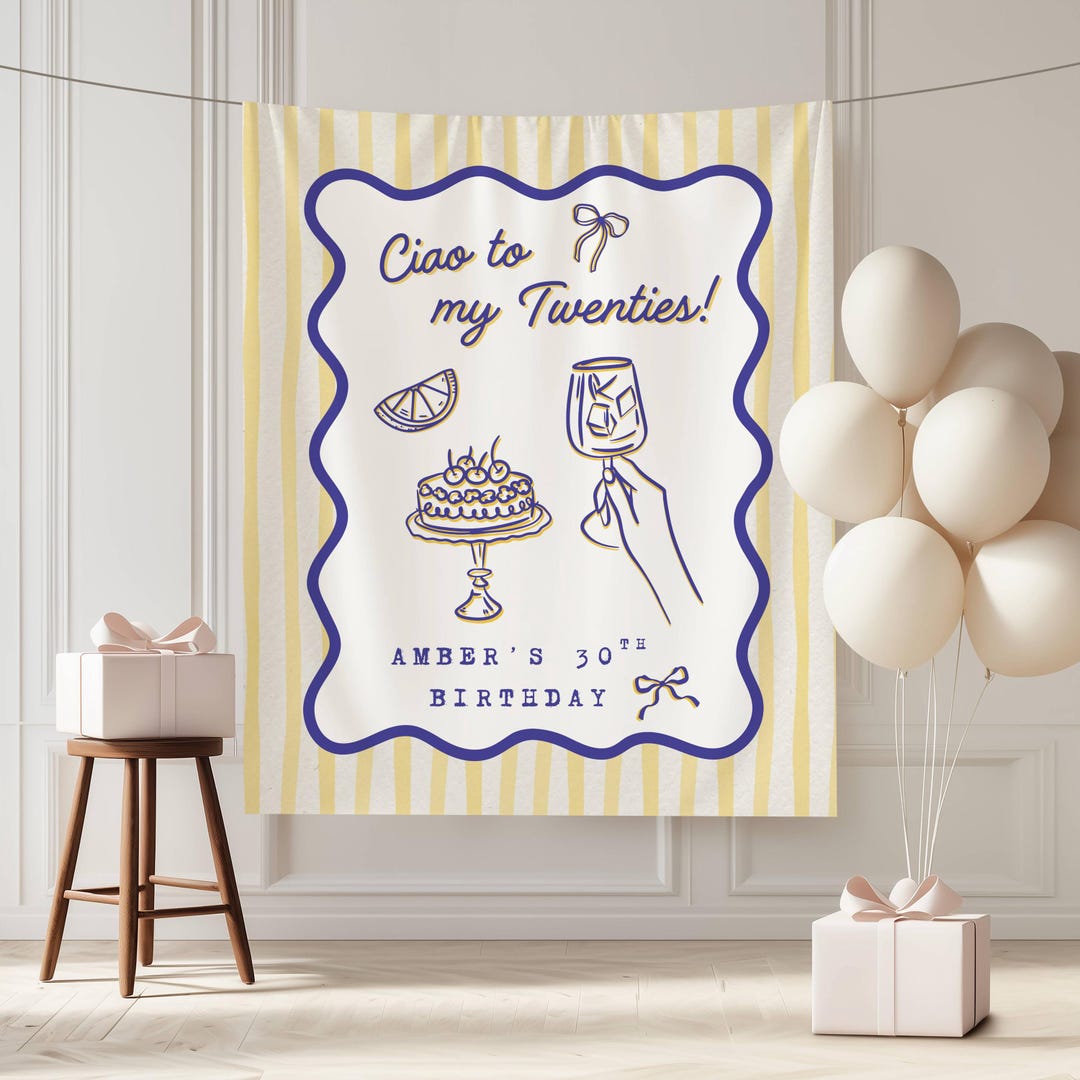 Italian Themed Photo Backdrop, 30th Birthday, Ciao to My 20s, Amalfi ...