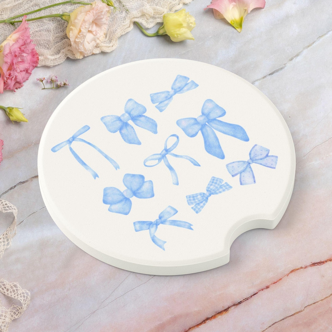 Blue Bow Car Coasters Cute Car Accessories Perfect Gift for Teens and ...