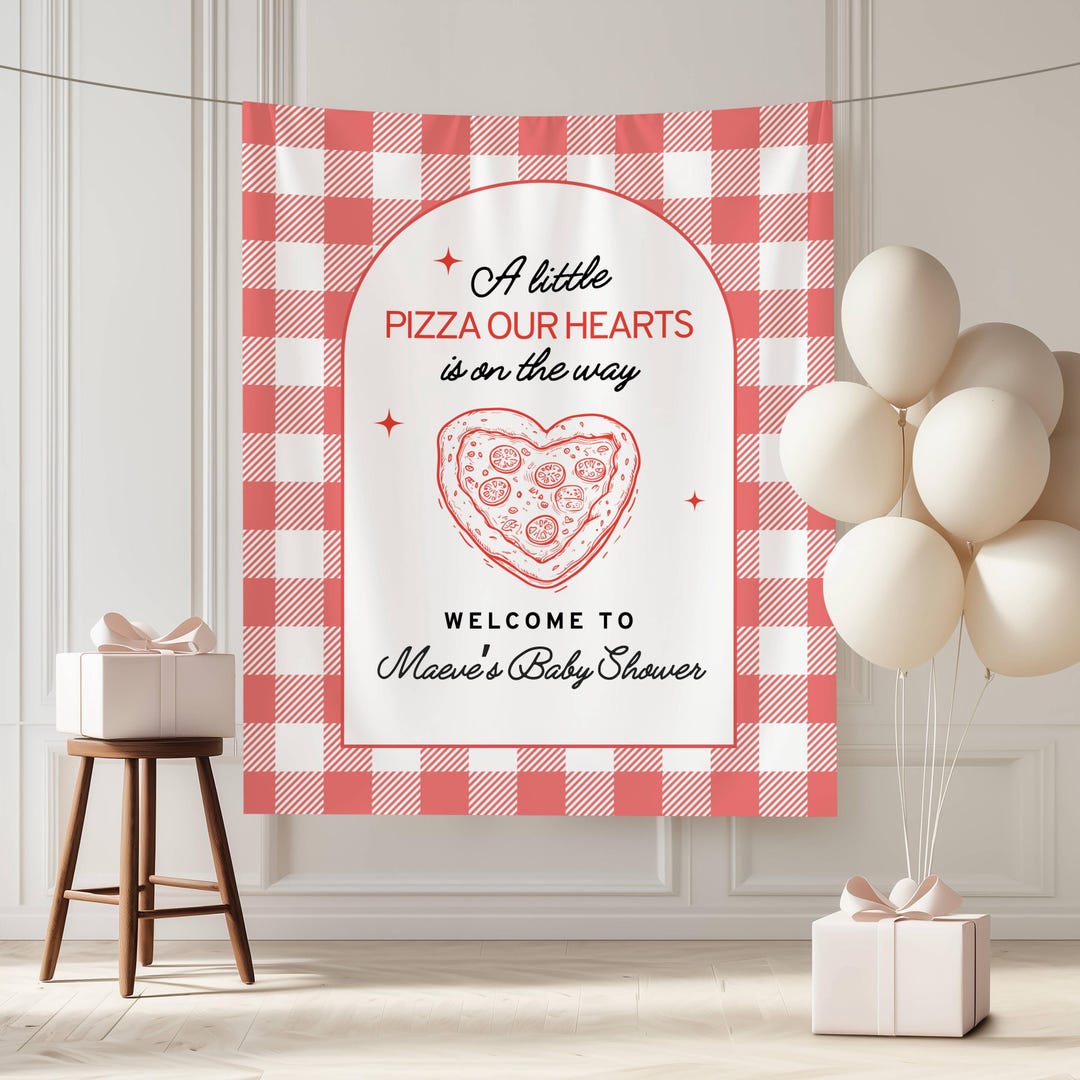Pizza Our Heart Baby Shower Sign, Custom Welcome Decor, Gender Reveal ...