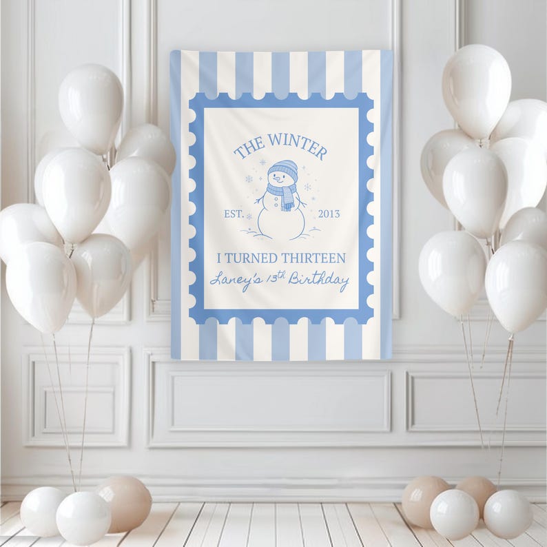 The Winter I Turned 13 Banner, Personalized 13th Birthday Decor, Winter ...