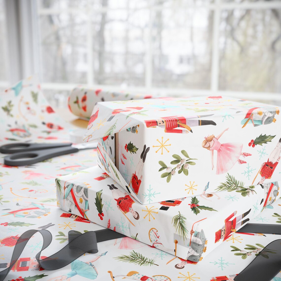Ballerina Gift Wrap Nutcracker Ballerina Wrapping Paper Whimsical ...
