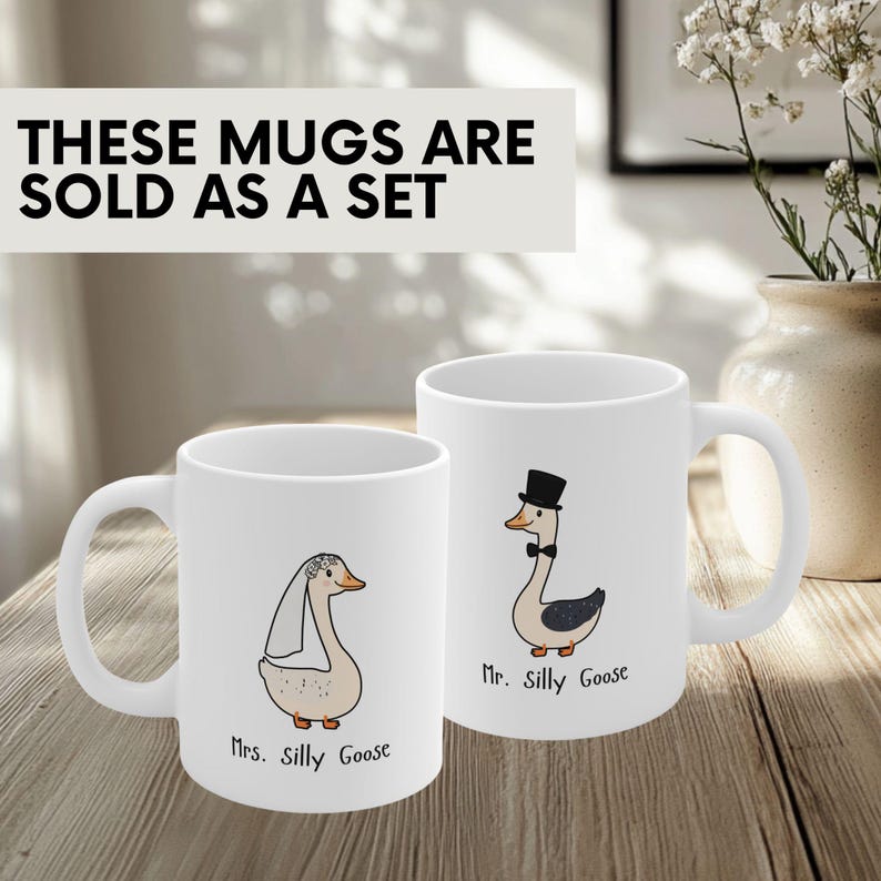 Mr and Mrs Silly Goose Mugs, Funny Wedding Gift for Couples ...