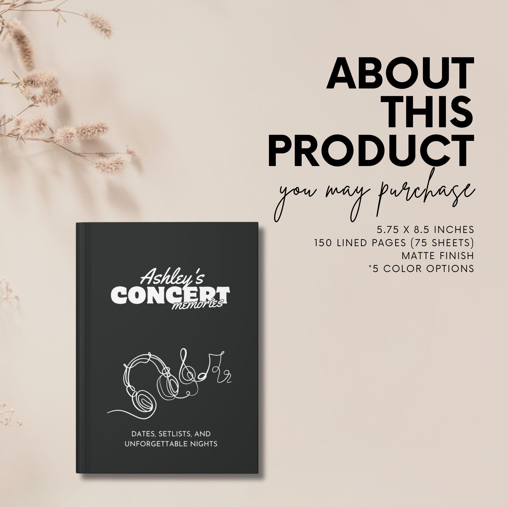 Concert Memories Journal Personalized Music Notebook Custom Concert ...