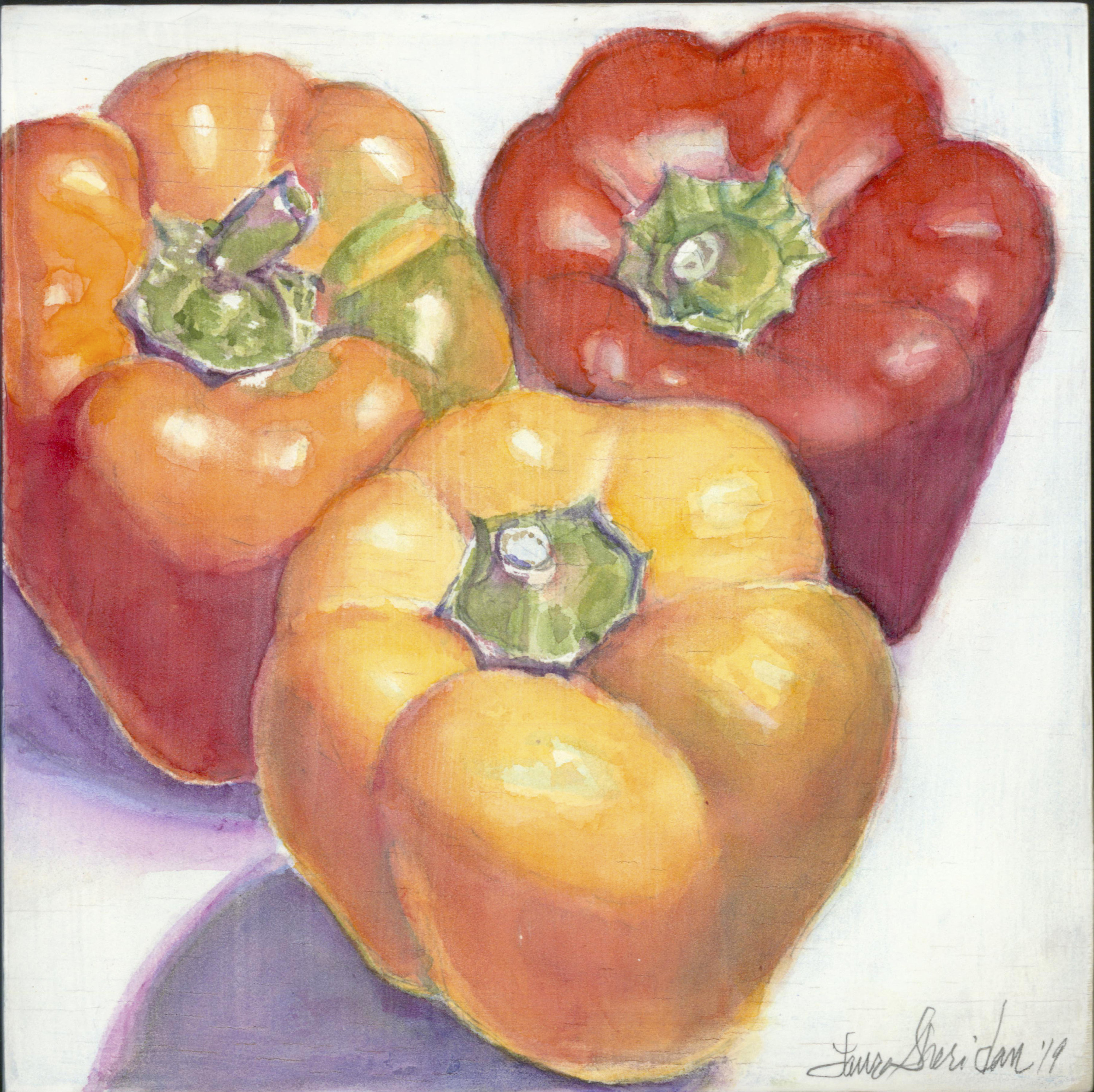 Peppers Art Print of Original Watercolor on Wood Gardeners - Etsy