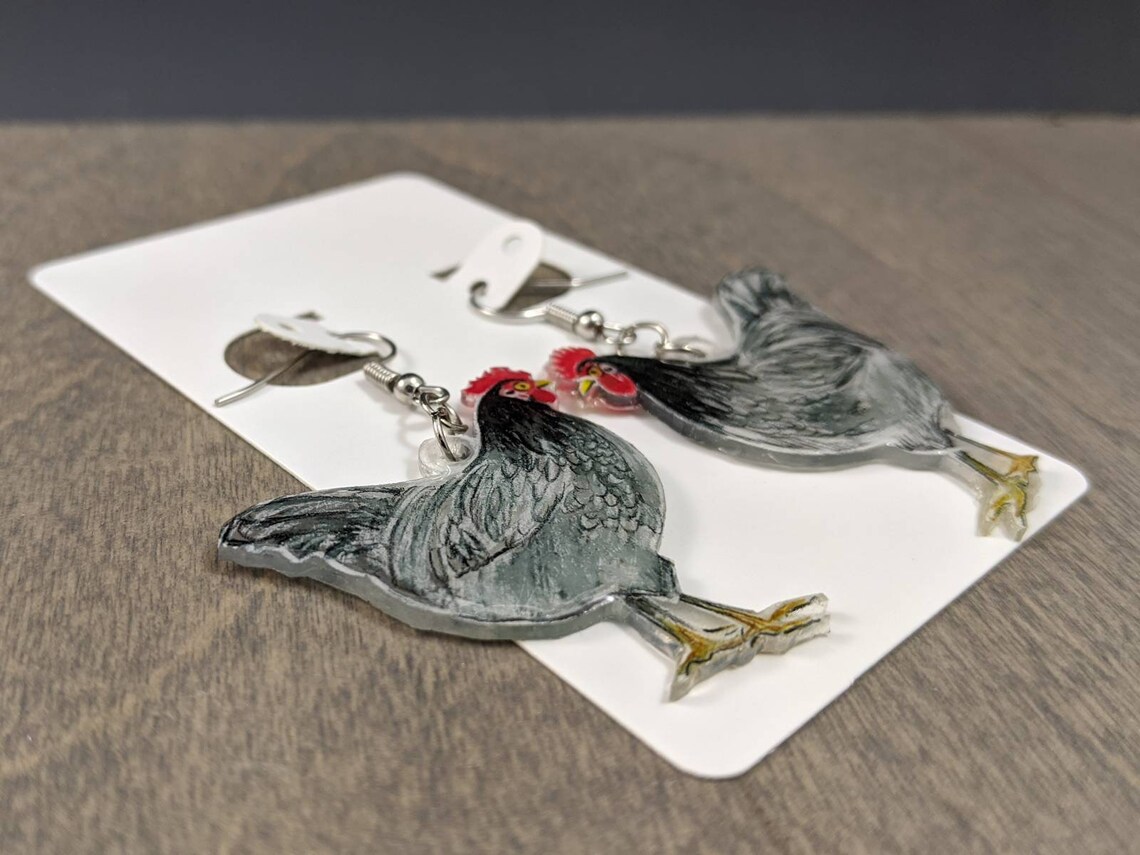 Chicken Earrings Sapphire Gem Hen Sapphire Gem Hen - Etsy