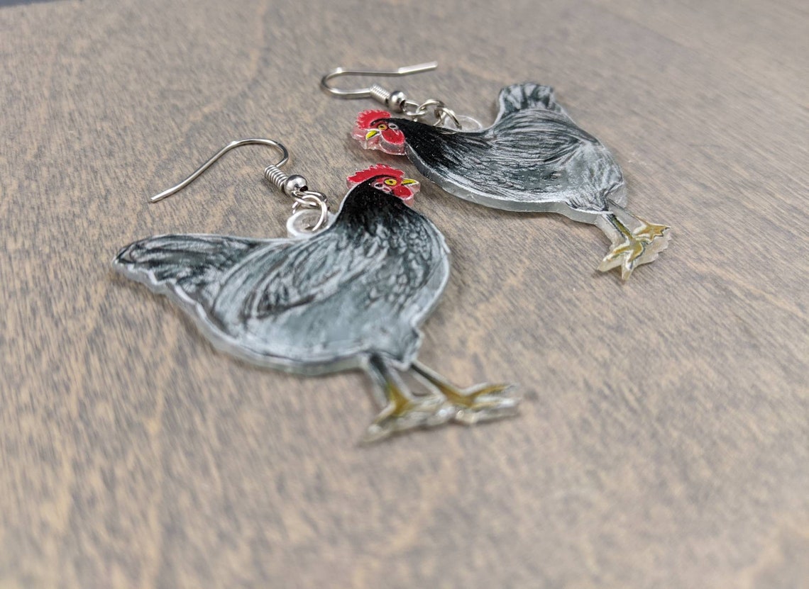 Chicken Earrings Sapphire Gem Hen Sapphire Gem Hen | Etsy