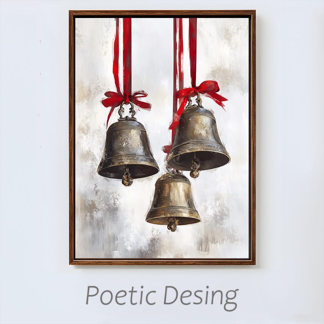 Christmas Bells Print, Vintage Holiday Wall Art, Christmas Jingle Bells ...