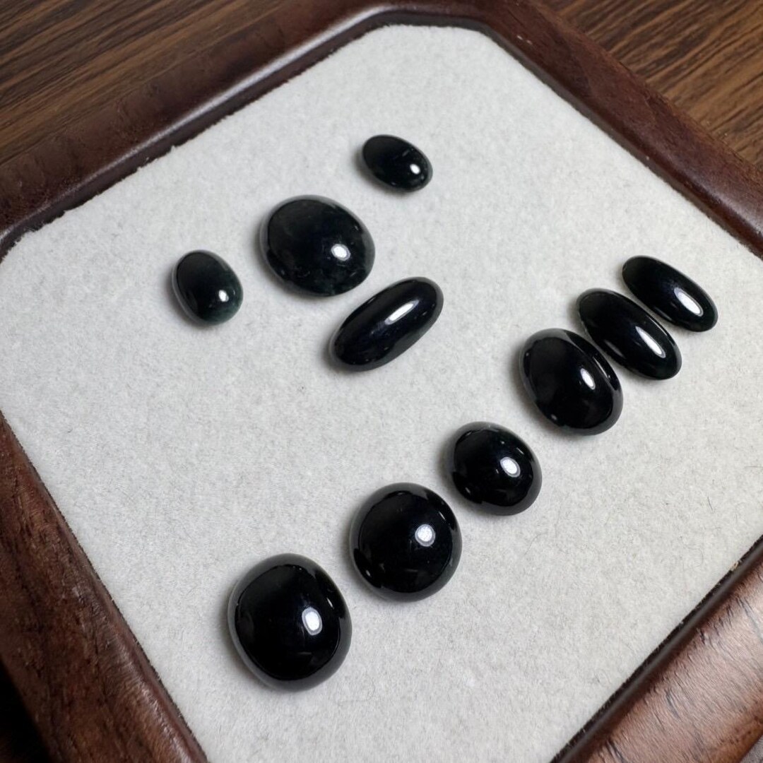 Natural Burmese Jadeite Type A Black Jade With Green Hue, Total 37.77 ...