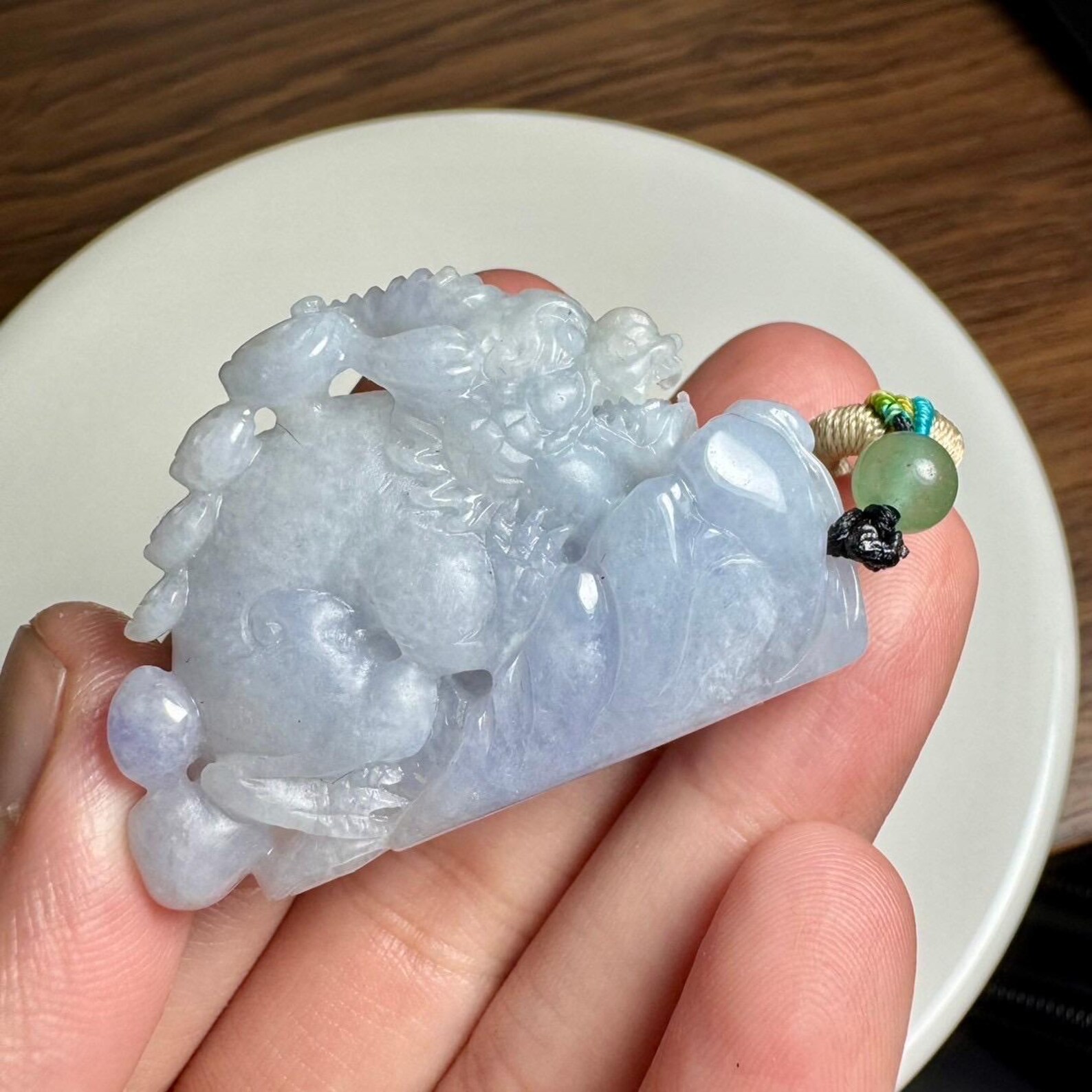 Certified Burmese Type A Jadeite Pixiu Statue | 3d-carved Blue Lavender ...