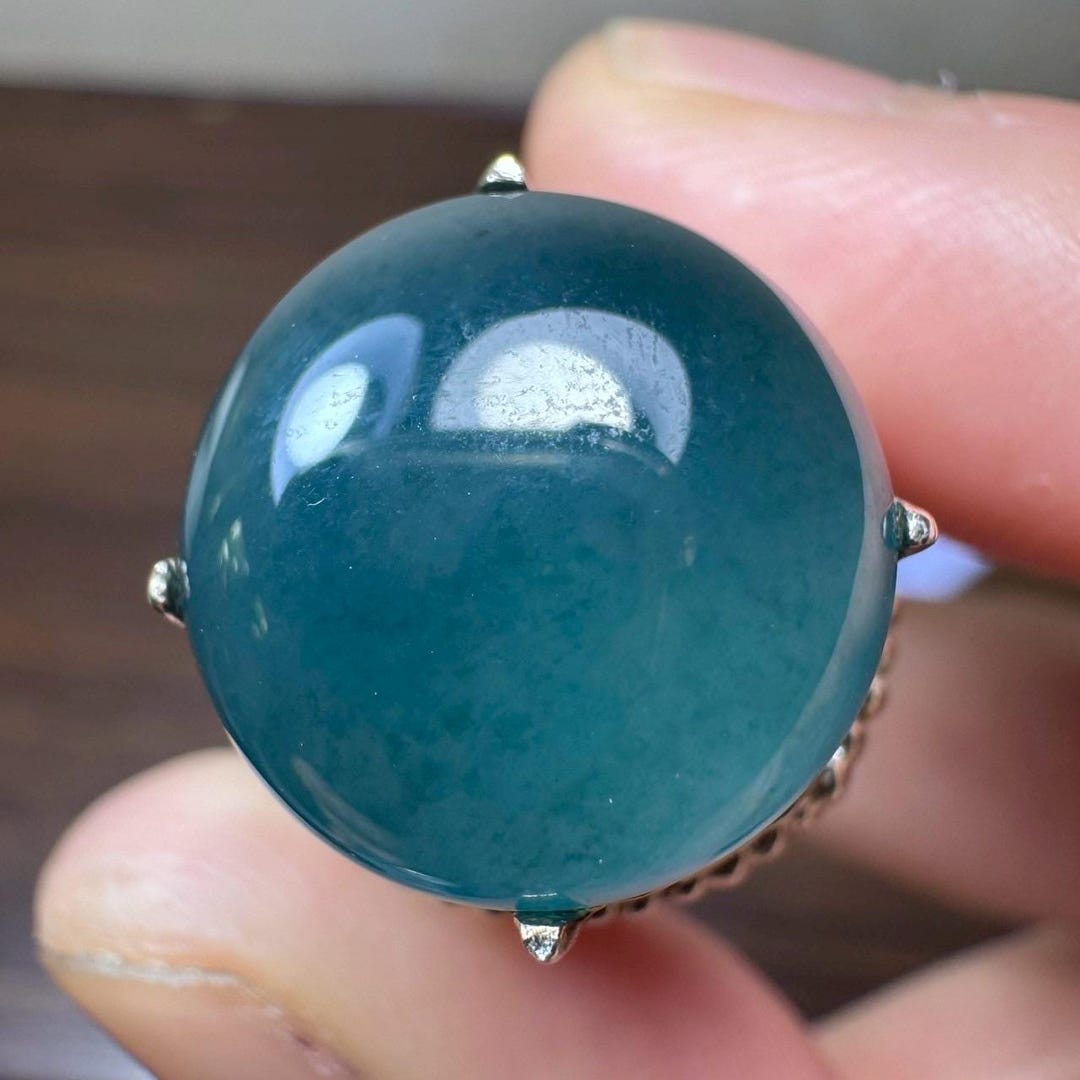 Rare Certified Ocean Blue Jadeite Type A Cabochon – 15mm, Icy Bluish ...