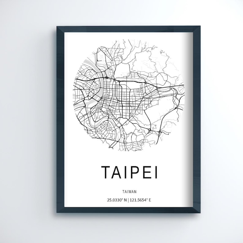 Taipei City Map Art, Minimalist City Art, Minimal City Art Printable ...