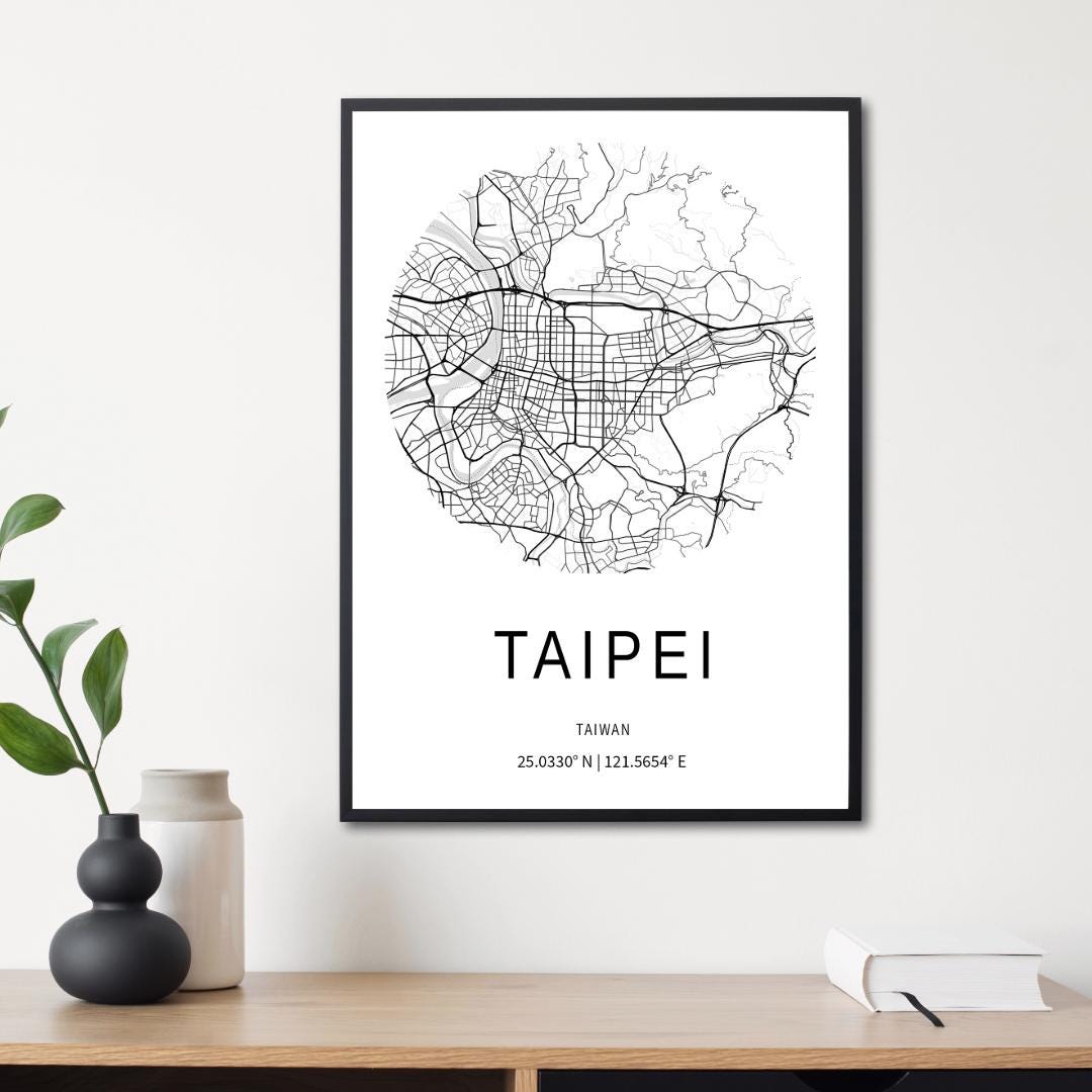 Taipei City Map Art, Minimalist City Art, Minimal City Art Printable ...