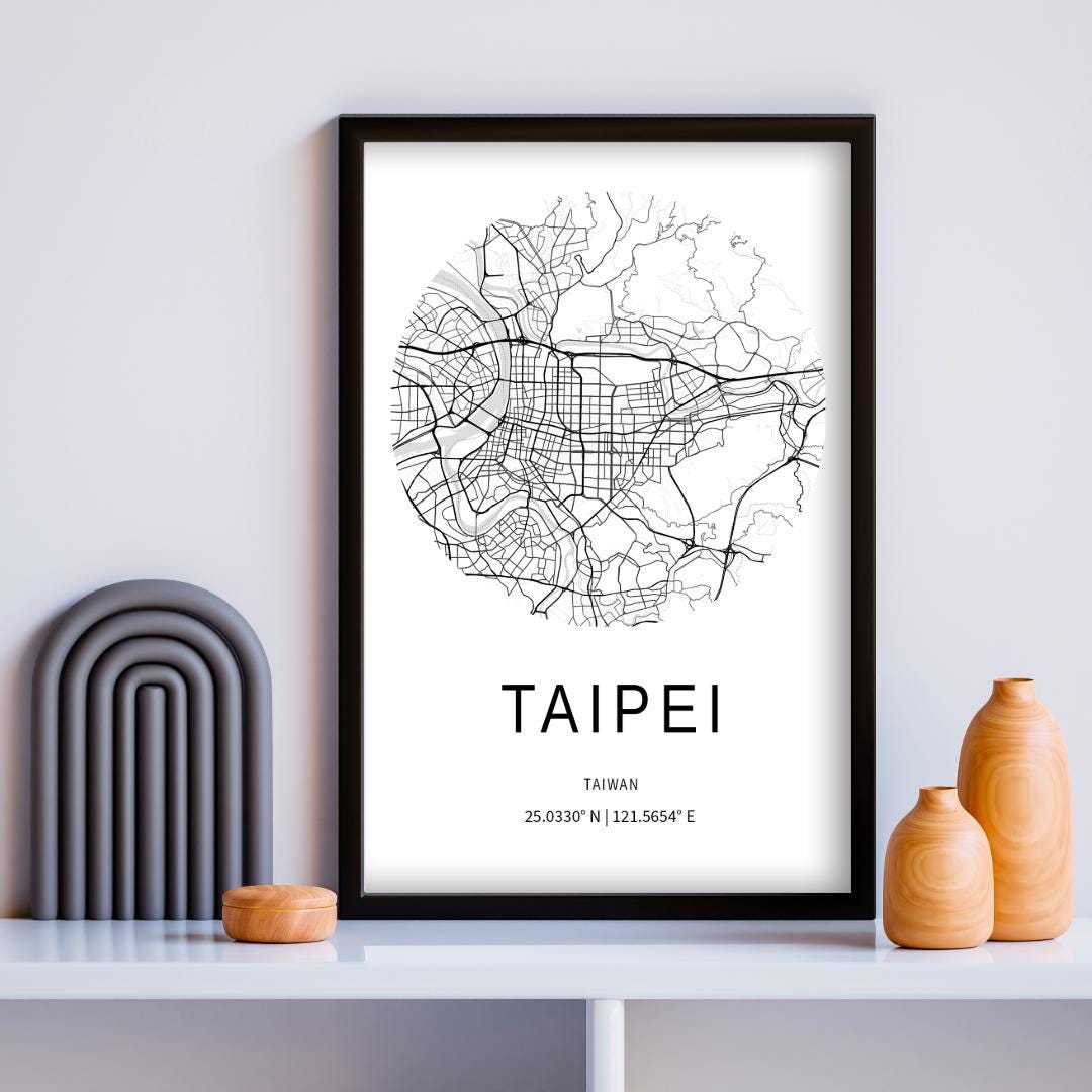 Taipei City Map Art, Minimalist City Art, Minimal City Art Printable ...