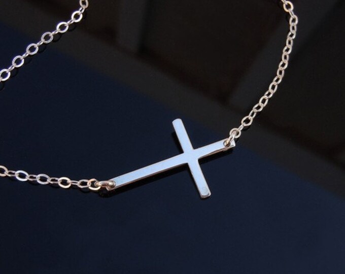 Kelly Ripa Sideways Cross Necklace in Sterling Silver - Etsy