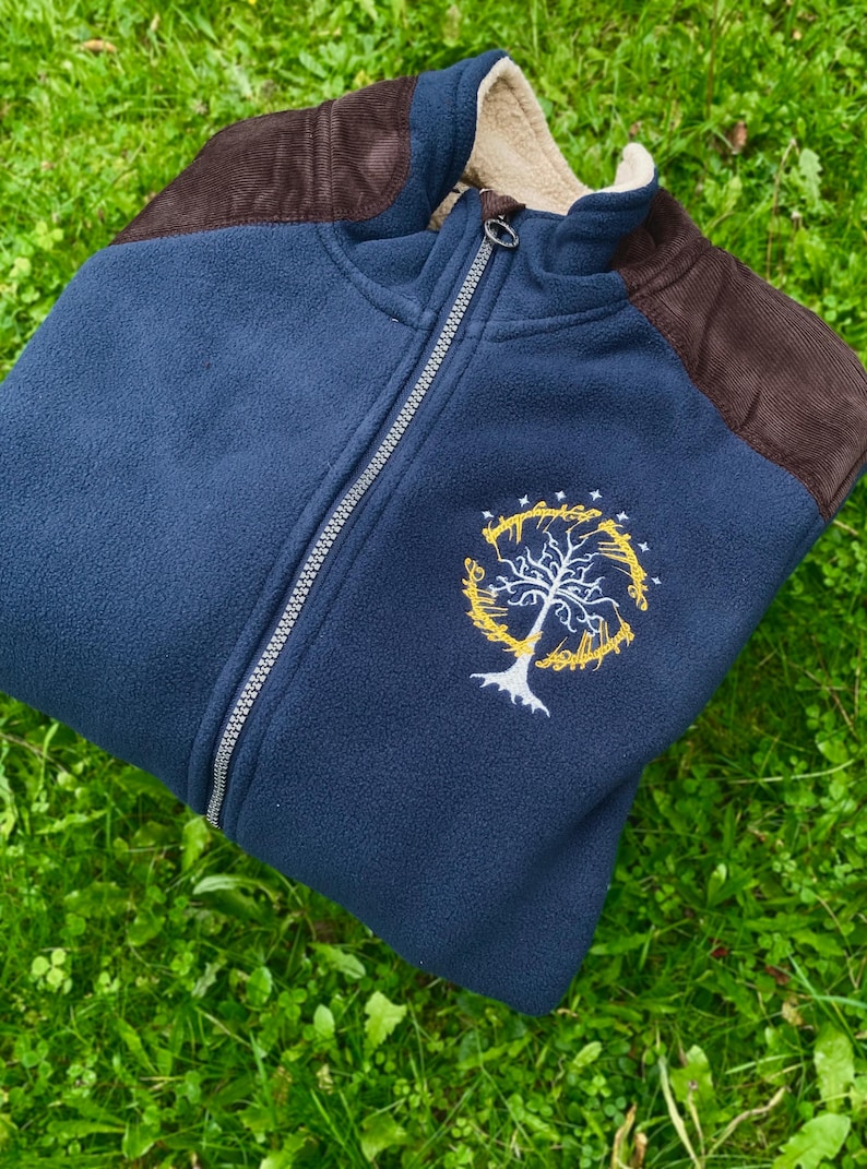 Embroidered Ring Writing and Tree of Gondor Fleece - Lord of the Rings ...