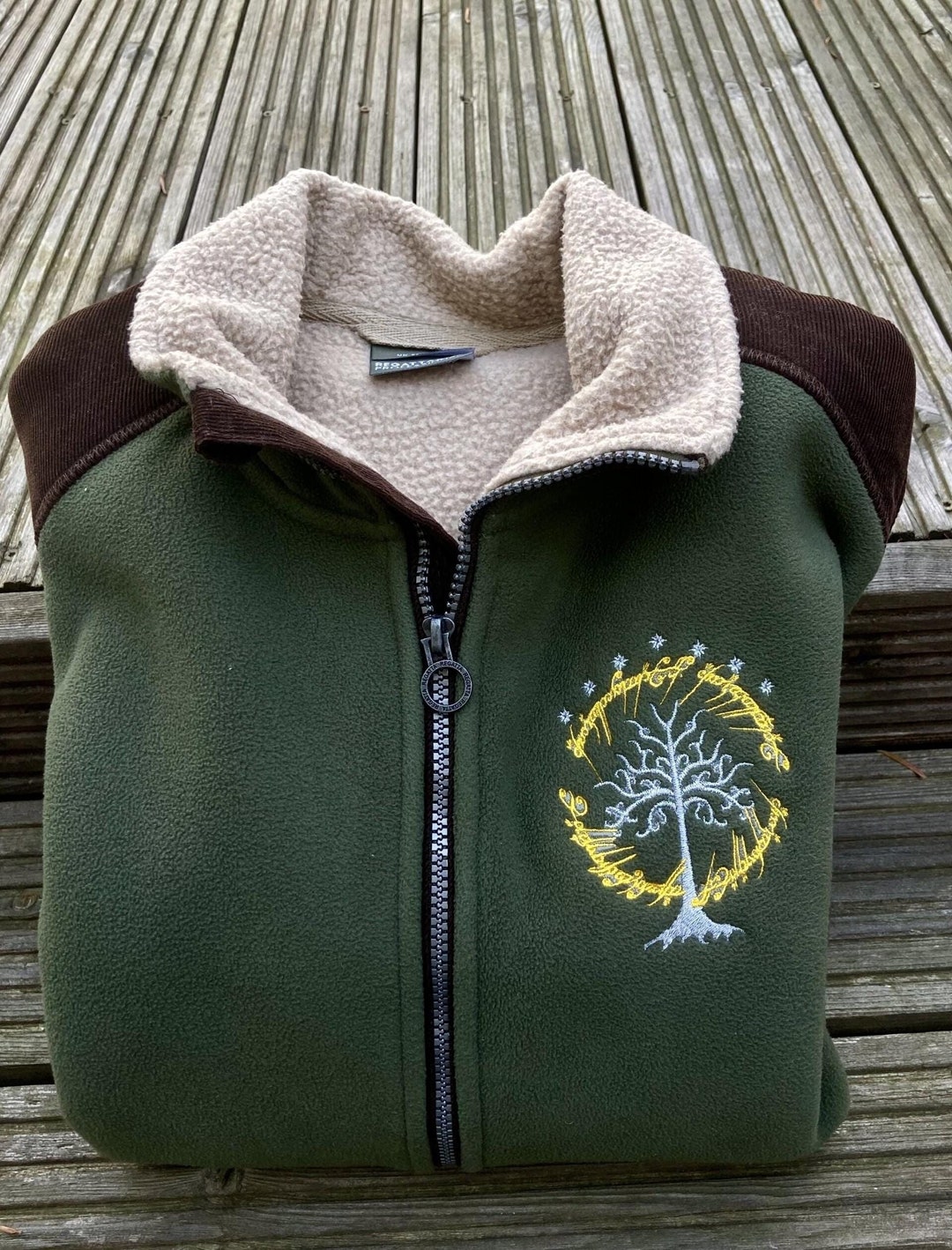 Embroidered Ring Writing and Tree of Gondor Fleece - Lord of the Rings ...