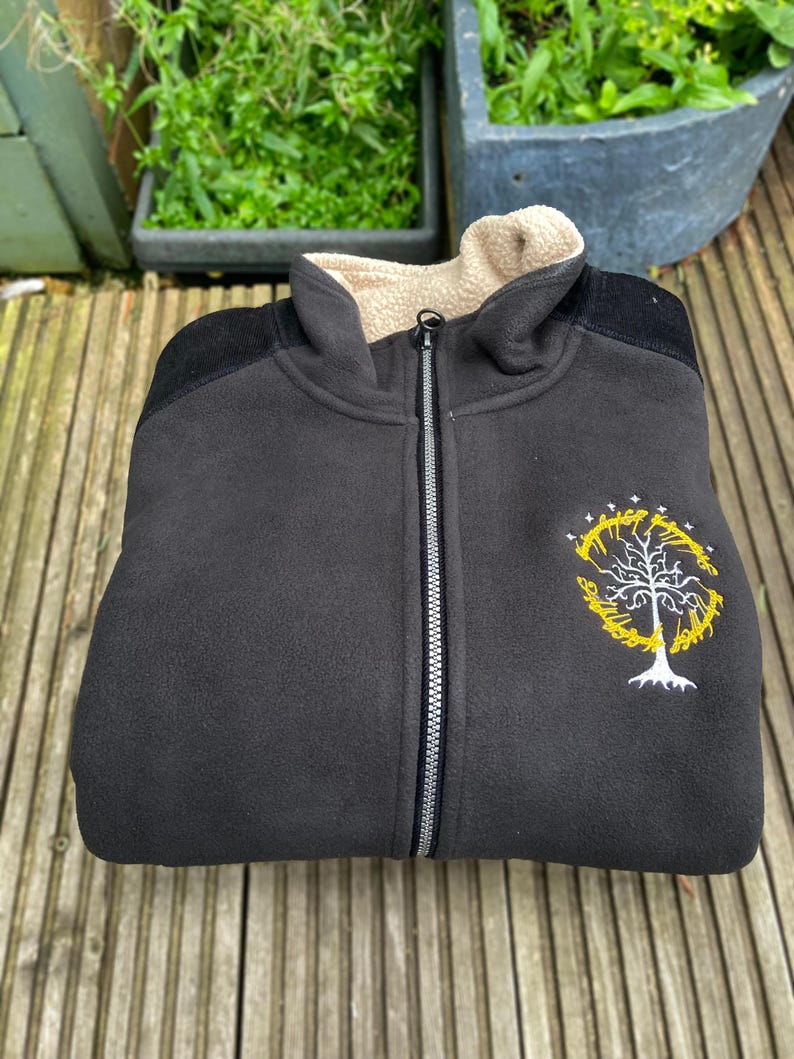 Embroidered Ring Writing and Tree of Gondor Fleece - Lord of the Rings ...