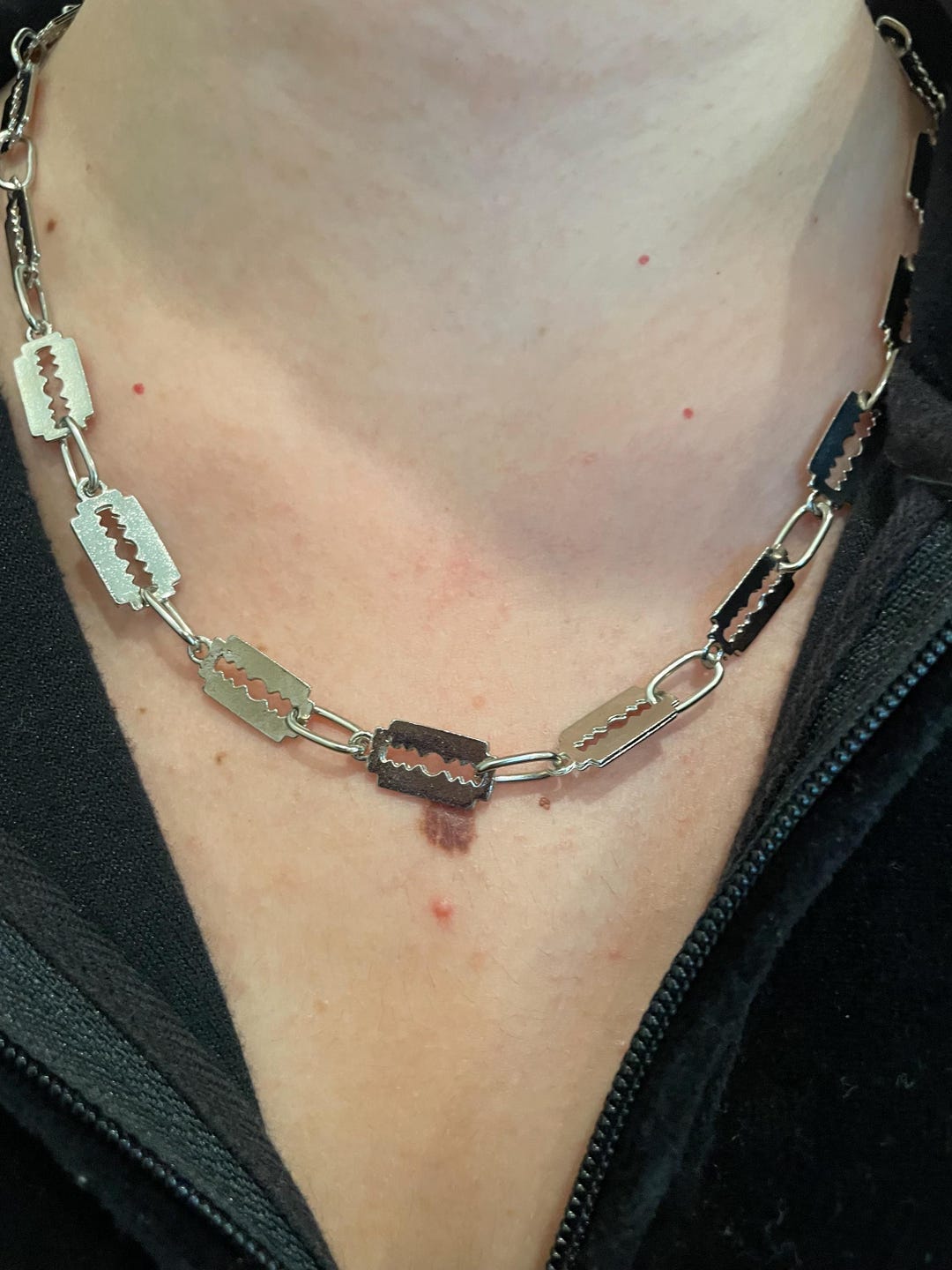 Barbed Wire Razor Necklace, Razor Blade Choker, Gothic Jewelry ...