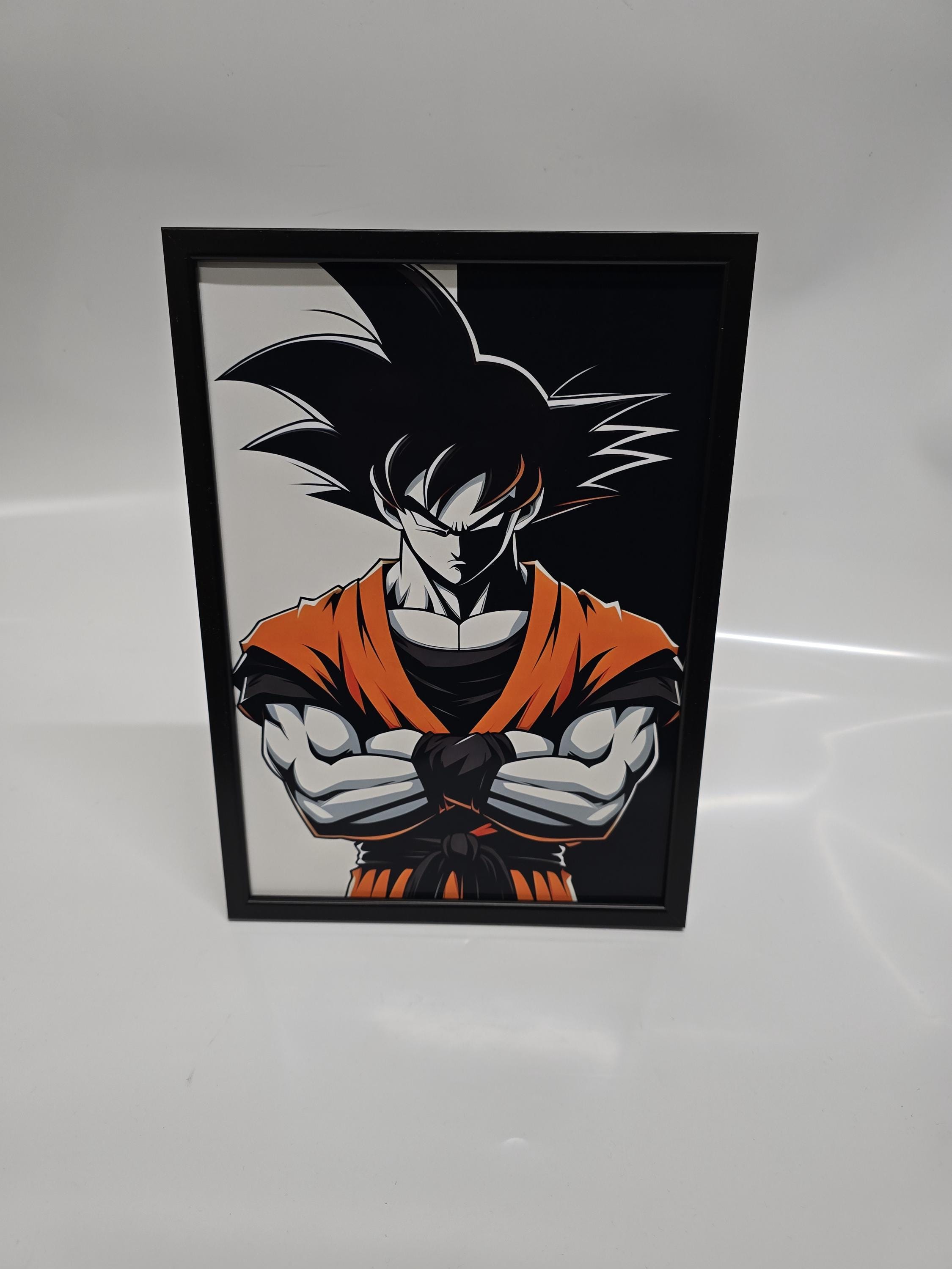 Son Goku, Dragon Ball Wall Picture, Framed, Anime, Black and White - Etsy