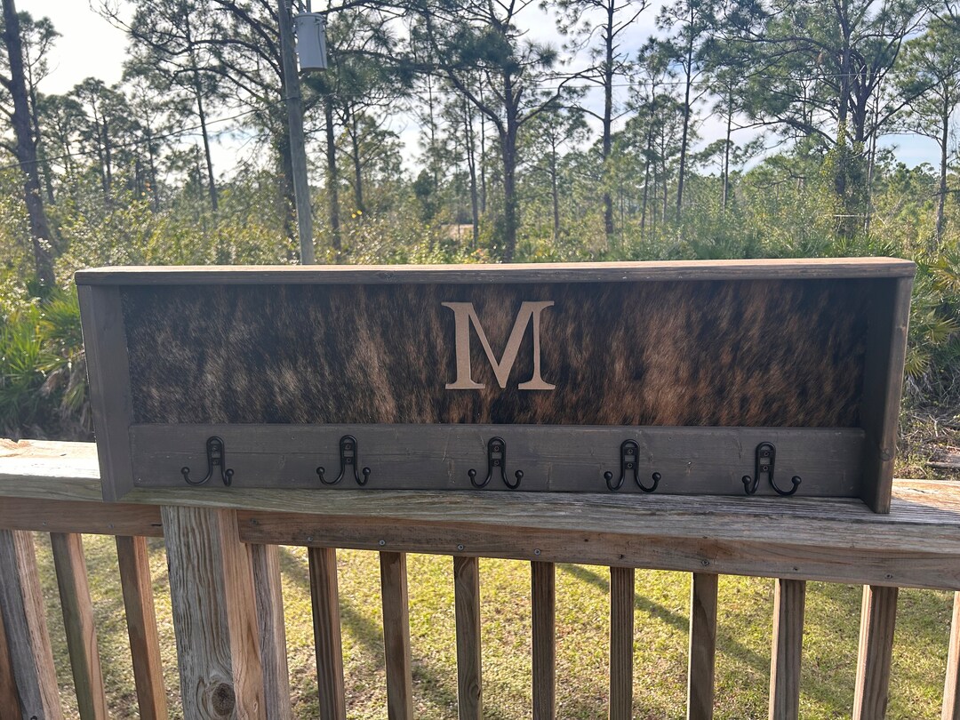 Genuine Cowhide Coat Rack With Custom Initial or Brand // Western Coat ...