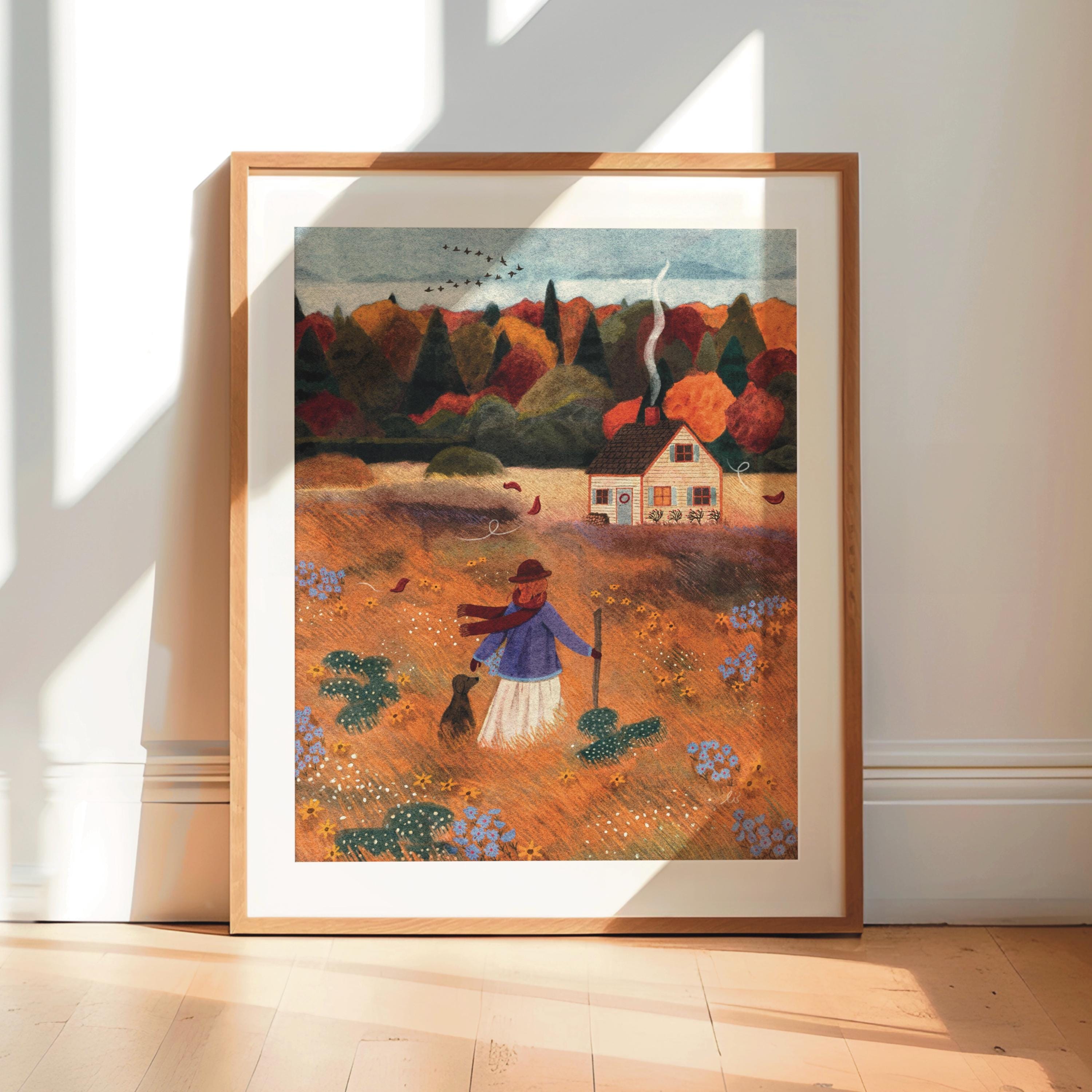 Autumn Meadow Art Print | Cozy Fall Art, Autumn Art Print, Seasonal Art ...
