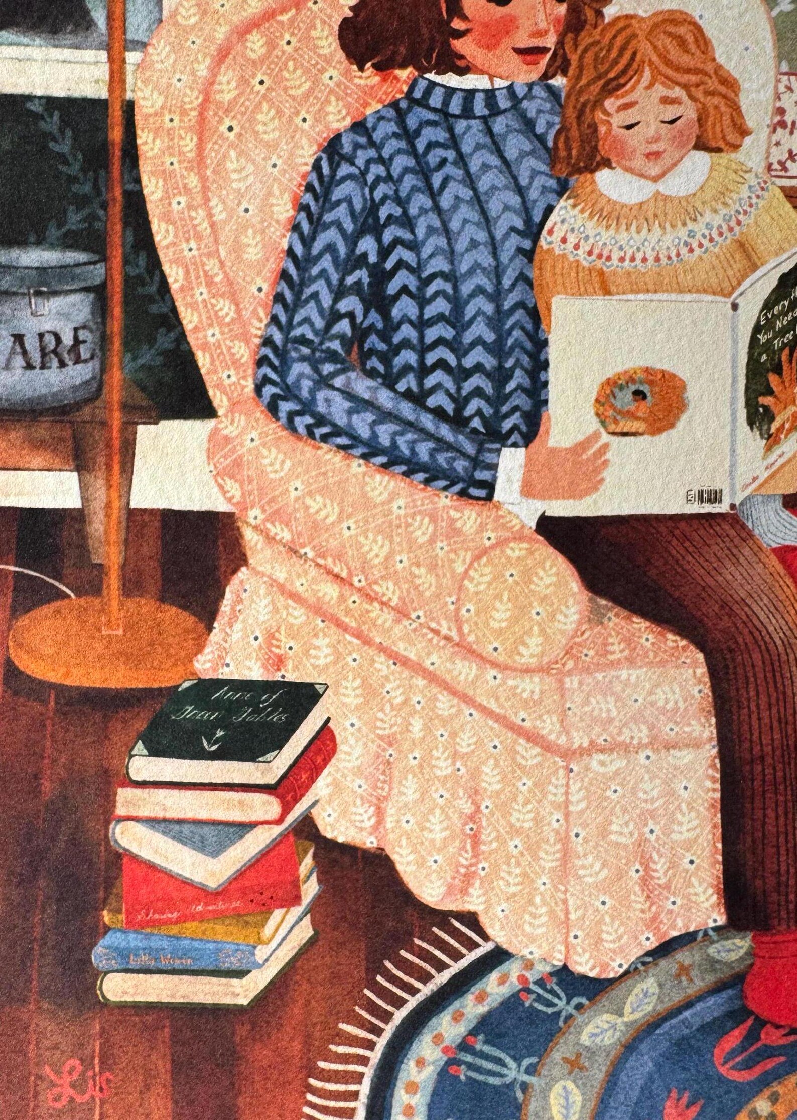 Mother and Child Art Print | Cozy Cottagecore Story Time - Etsy
