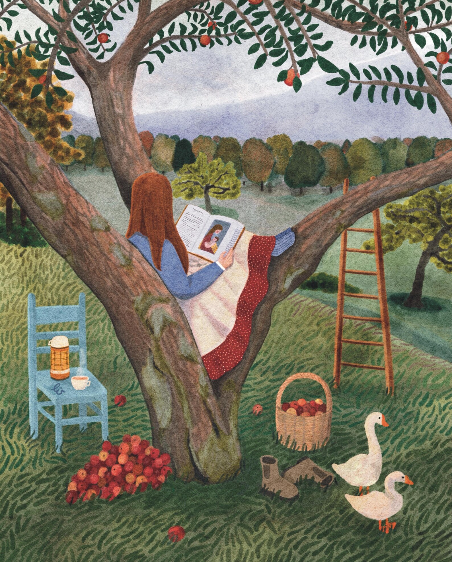 The Old Apple Tree Art Print | Cozy Fall Art, September Art, Autumn Art ...