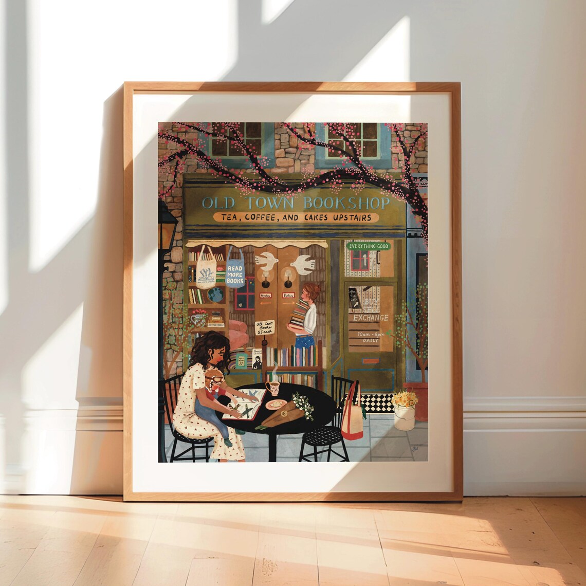 Bookstore Art Print | Cozy Bookshop Illustration, Library Decor - Etsy