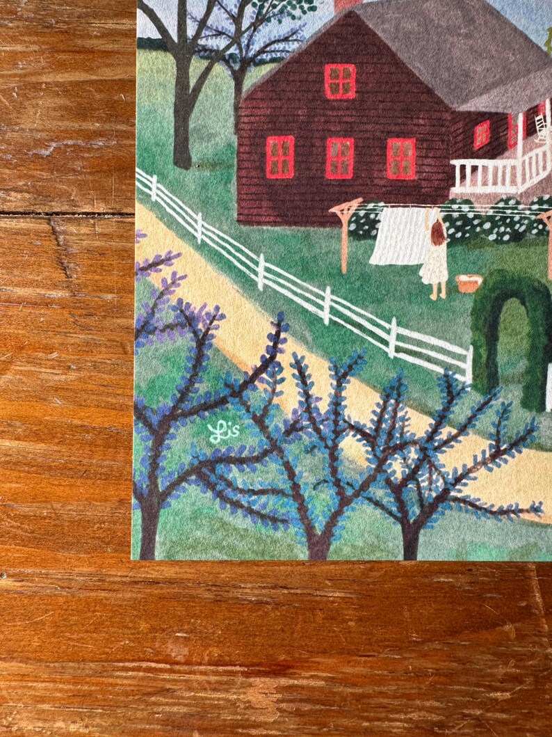 Lake Cottage Art Print | Summer Landscape Painting on Cotton Paper ...