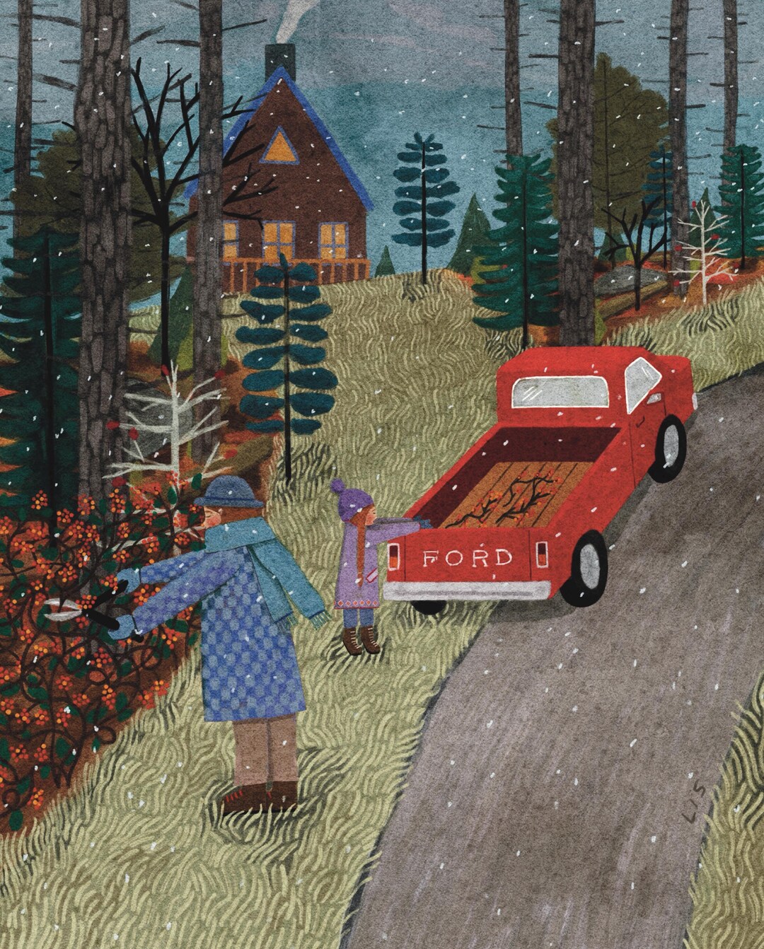 Picking Bittersweet Art Print | Countryside Art, Country Living, Mother ...