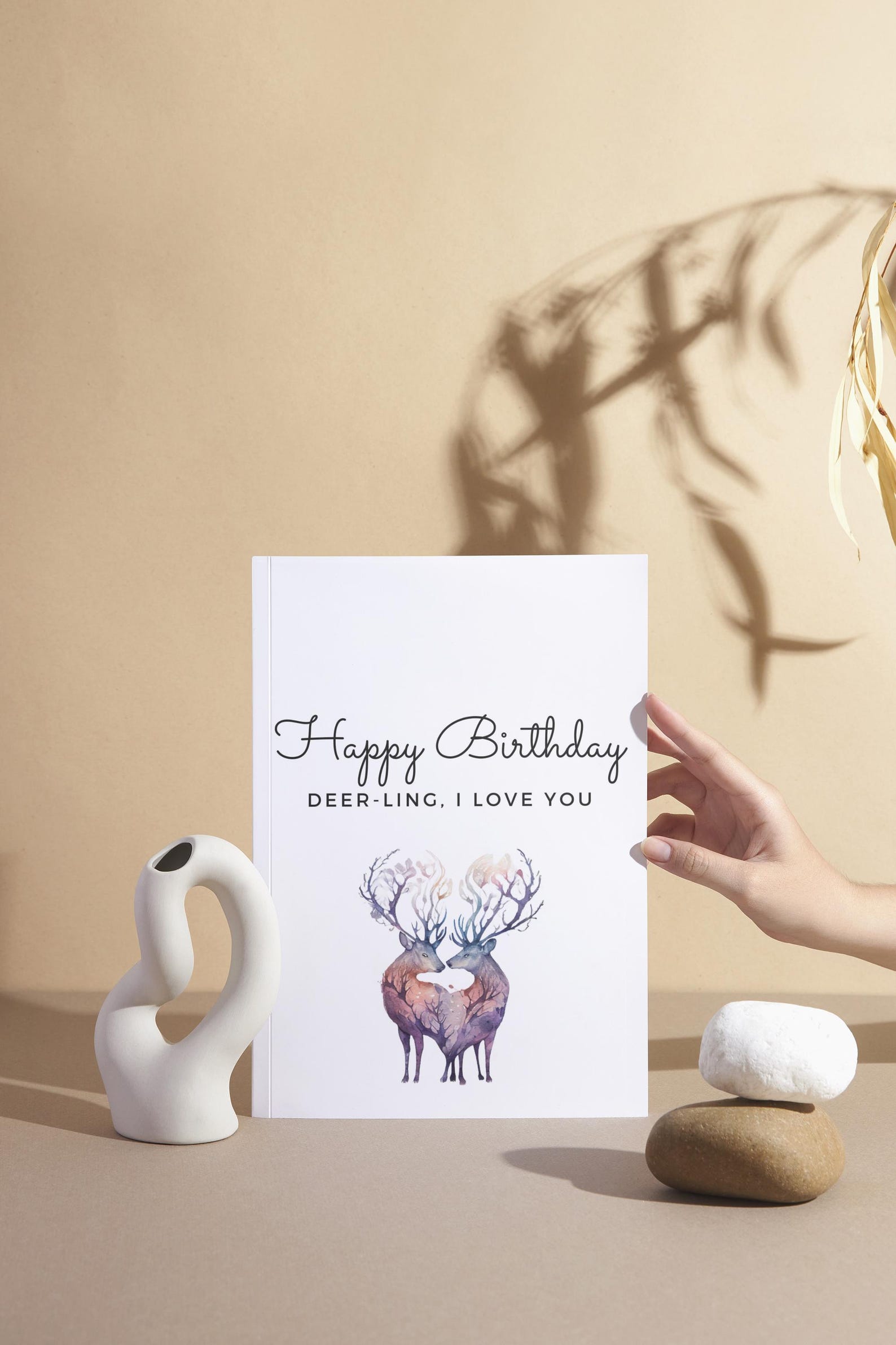 Printable Happy Birthday Card for Couples Deer-ling, I Love You ...