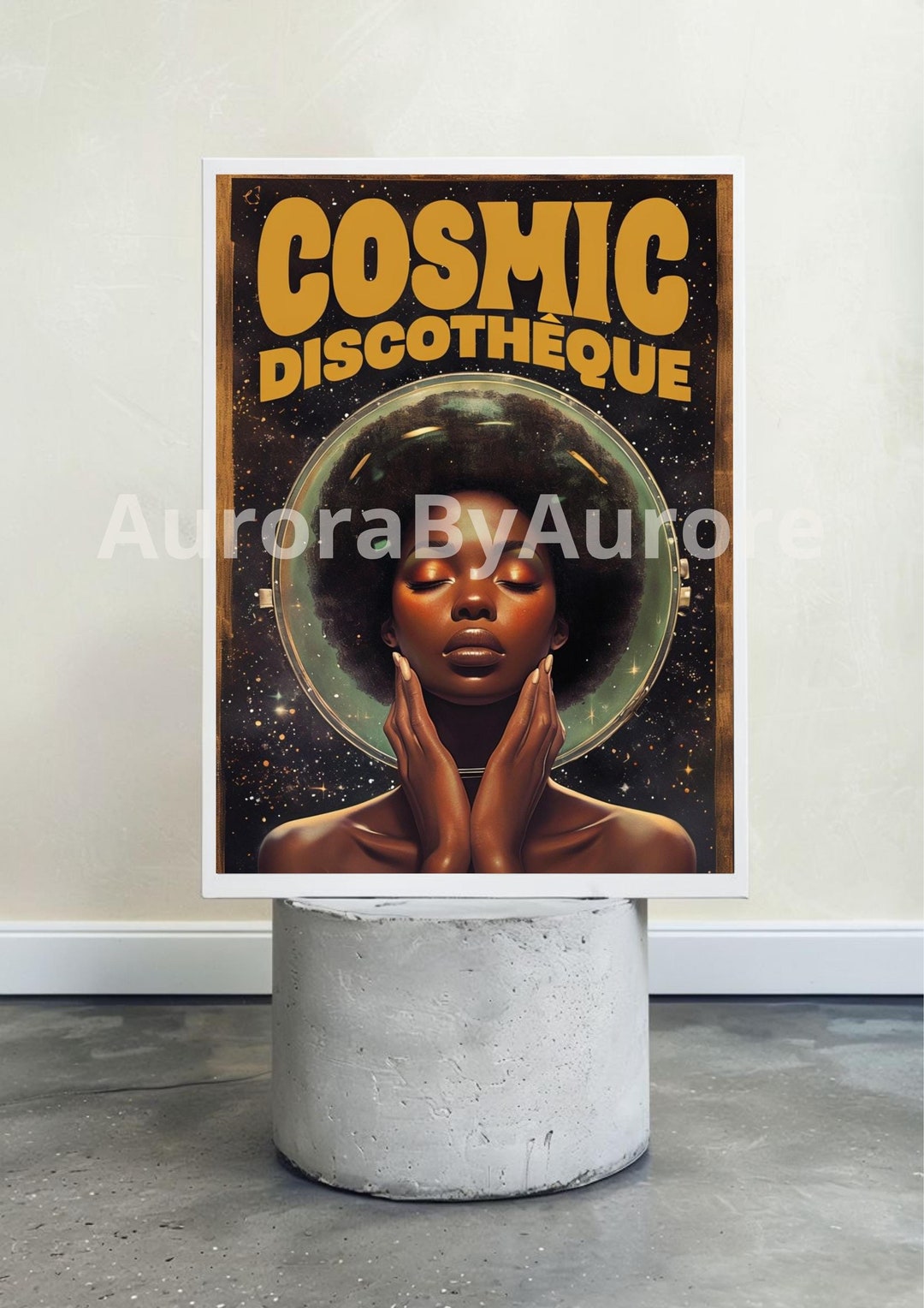 Album Cover, Black Women Cosmic Poster in Space Cyberpunk Vintage and ...