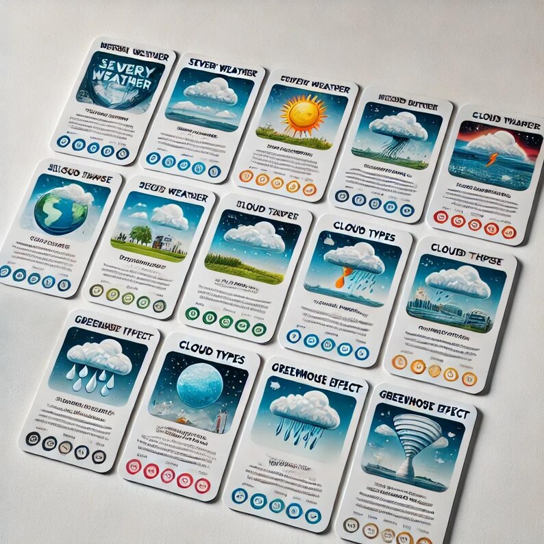 Weather and Climate Educational Flashcards – Atmospheric Science, Cloud ...