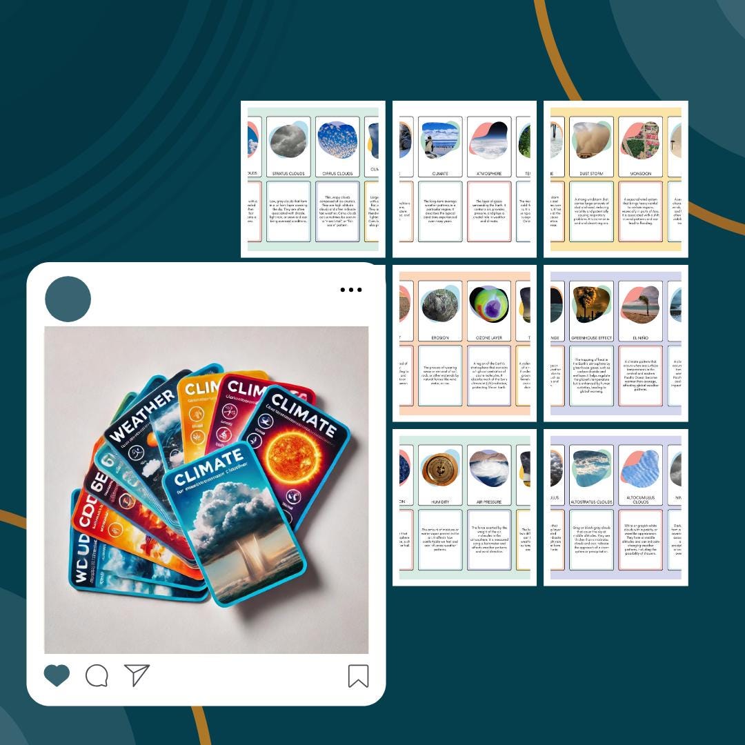 Weather and Climate Educational Flashcards – Atmospheric Science, Cloud ...