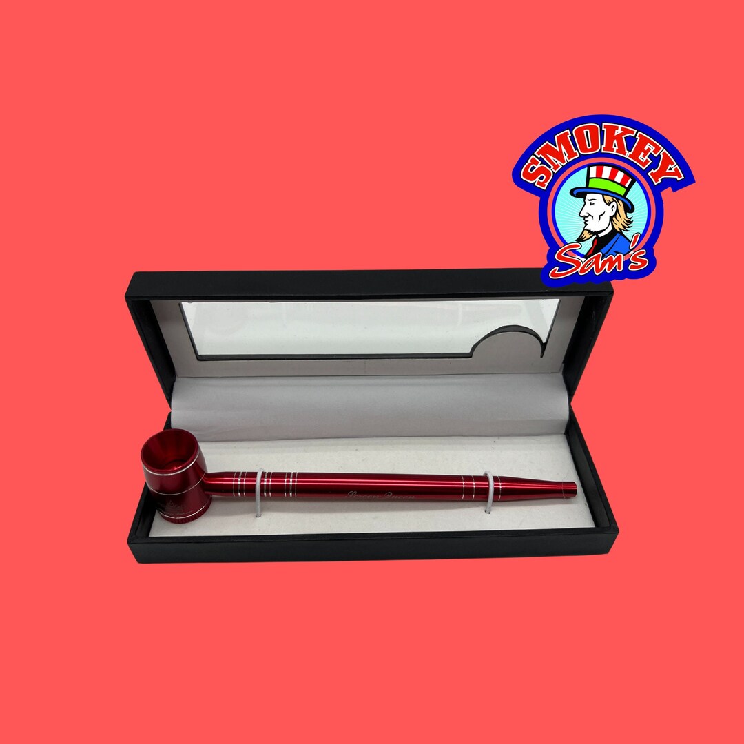 Elegant Red Metal Pipe With Display Case Premium Smoking Accessory - Etsy