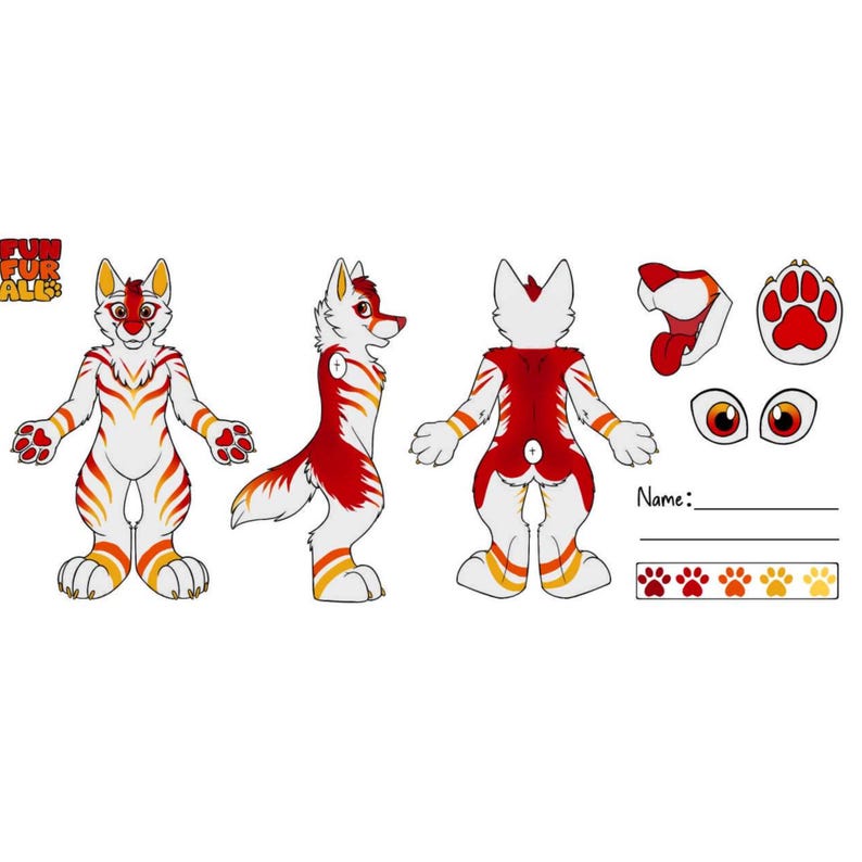 Custom Furry Reference Sheet | Fursuit Head Ref | Character Design ...