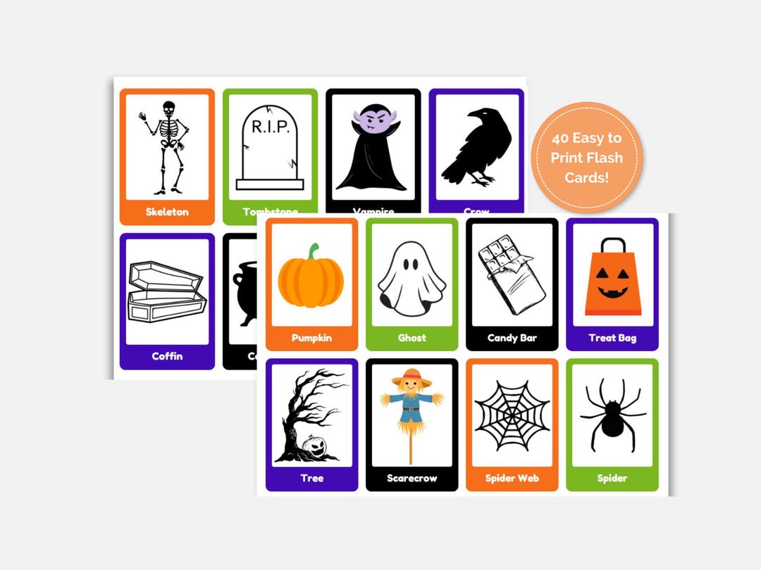 Spook-tacular Halloween Flash Cards - Fun & Educational Learning for ...