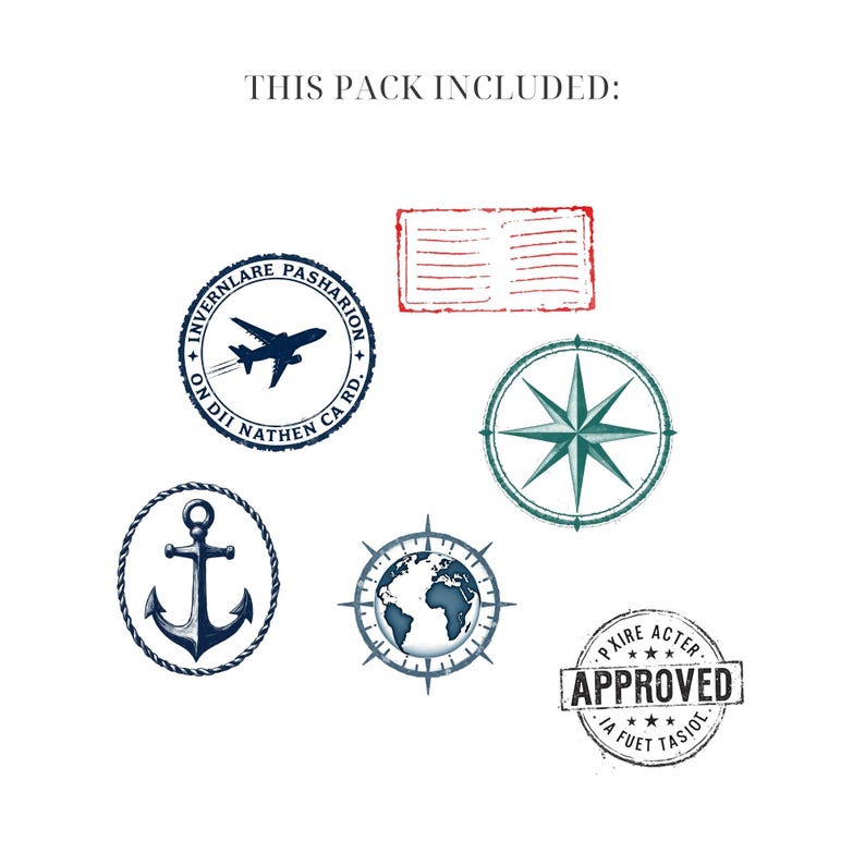 Passport Stamp Clipart | 16 PNG Travel Visa Stamps | Vacation Stickers ...