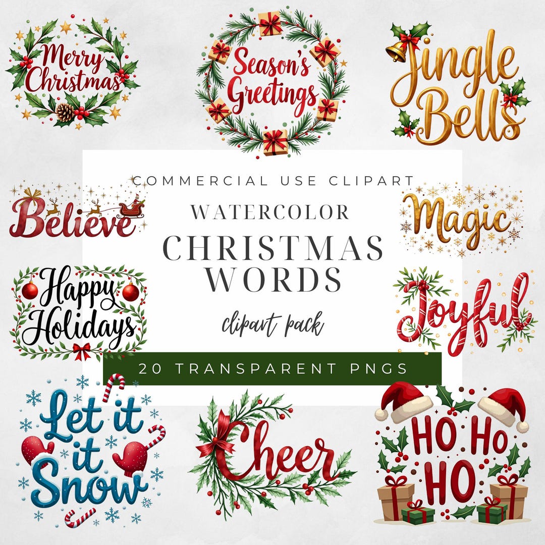 Christmas Quotes Clipart | Festive Holiday Words PNG | Christmas ...