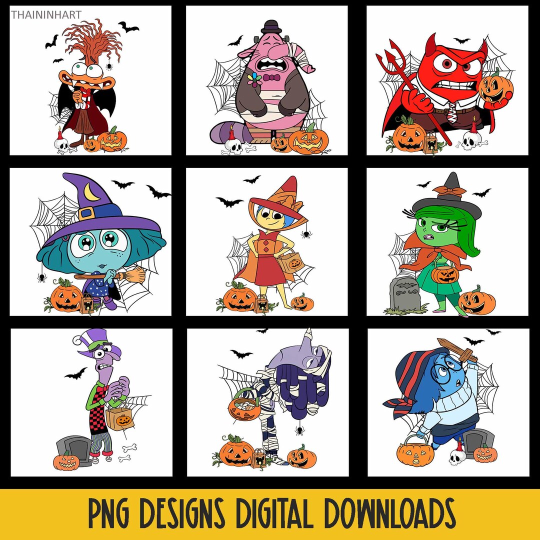 9 Png, Inside Out Pumpkin Halloween PNG, Retro Inside Out Characters ...