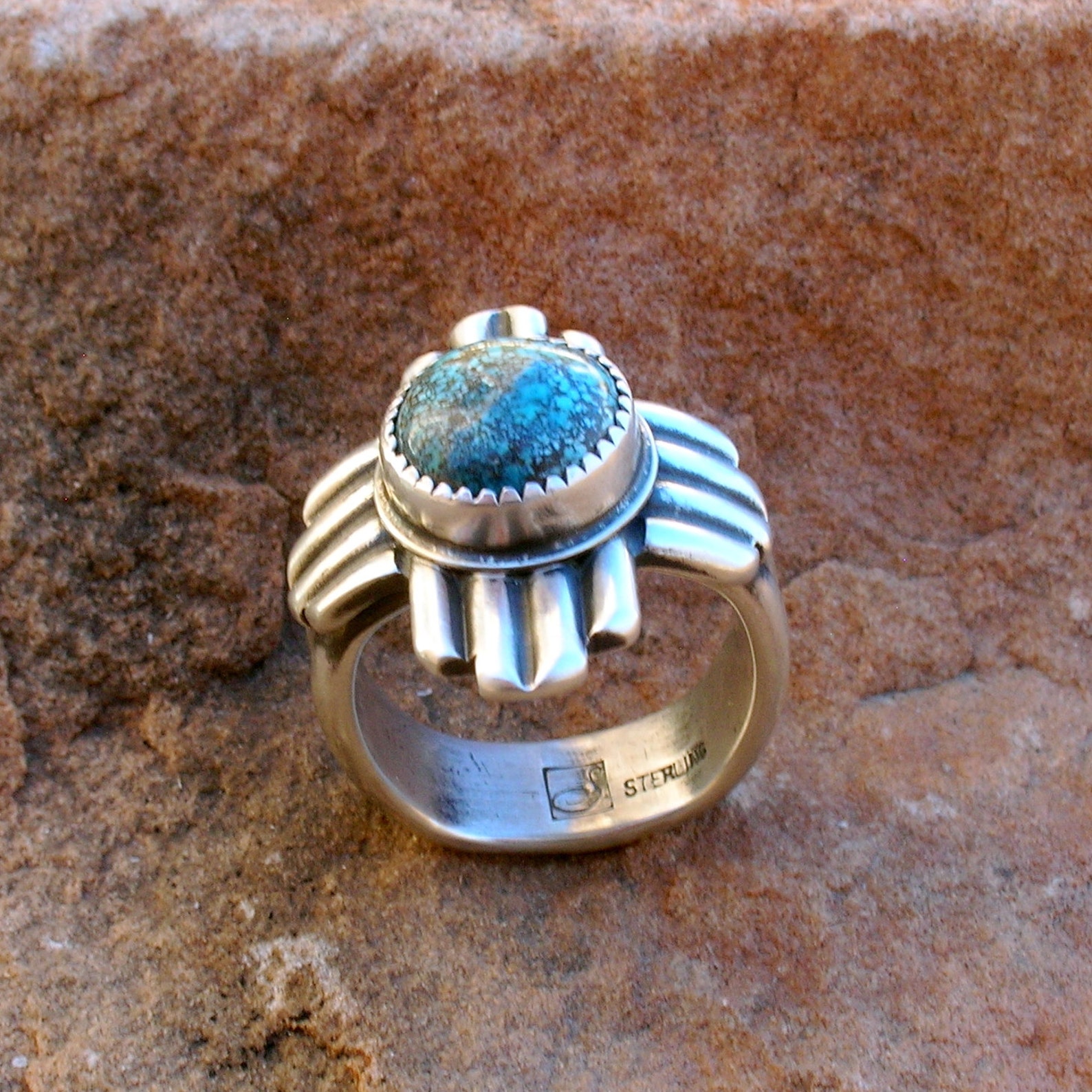 RMZ Sterling Silver Turquoise Zia Sun Symbol Southwestern New - Etsy