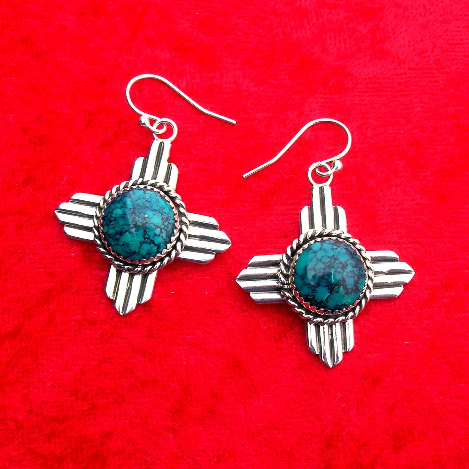 New Mexico Zia Symbol Turquoise and Silver Southwestern Native - Etsy