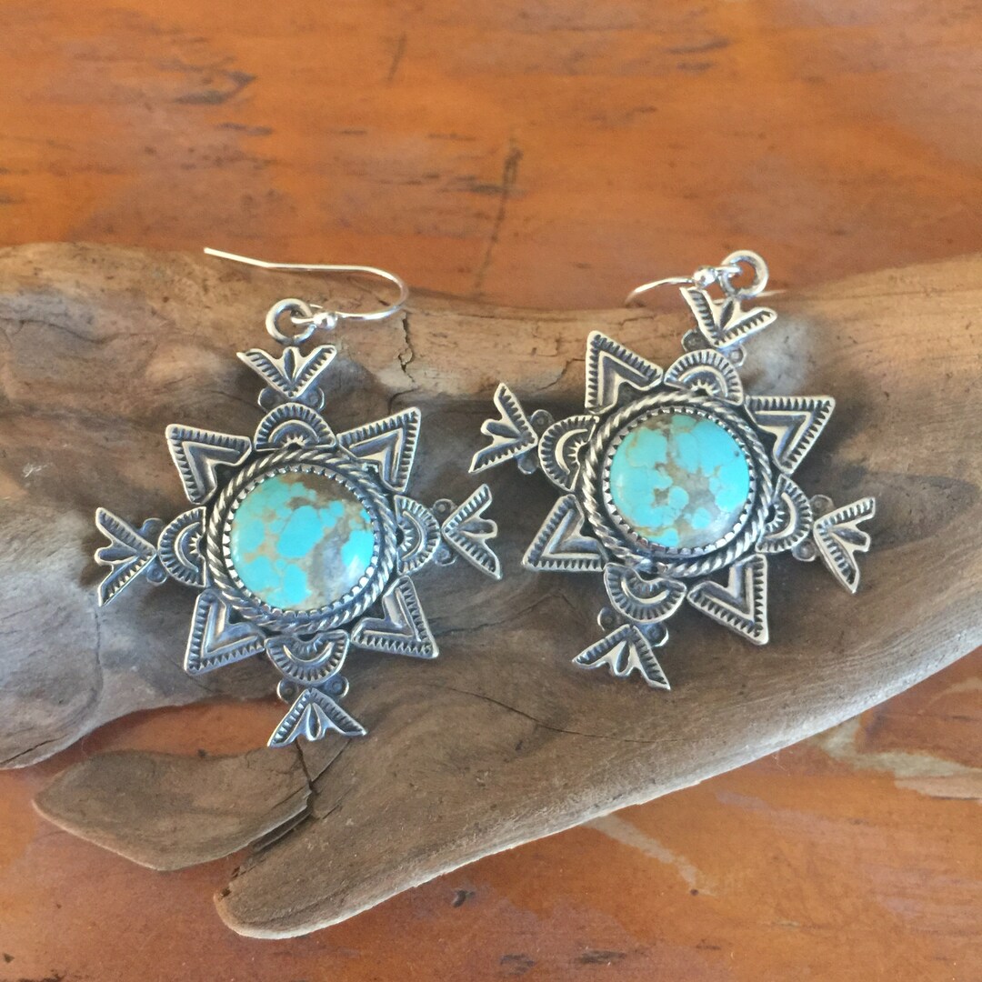 E246 the Nambe Cross Sterling Silver With Turquoise Southwestern Style ...