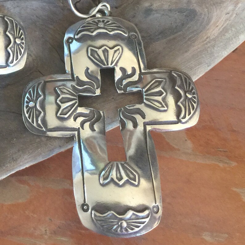 E385 Cristo Rey Cross Overlay Sterling Silver Southwestern - Etsy